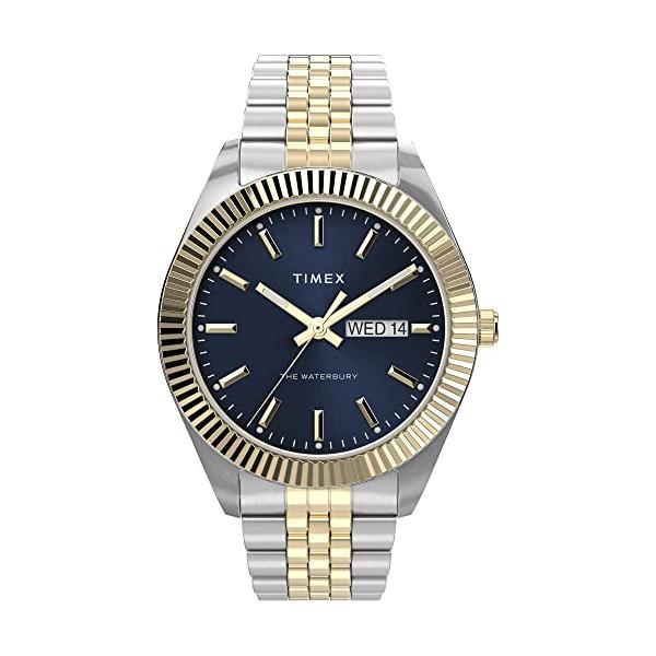 腕時計 タイメックス メンズ TW2V17500VQ Timex Men's Waterbury Legacy Day-Date 41mm Watch ? Blue Dial with Two-Tone Case Stainless Ste...