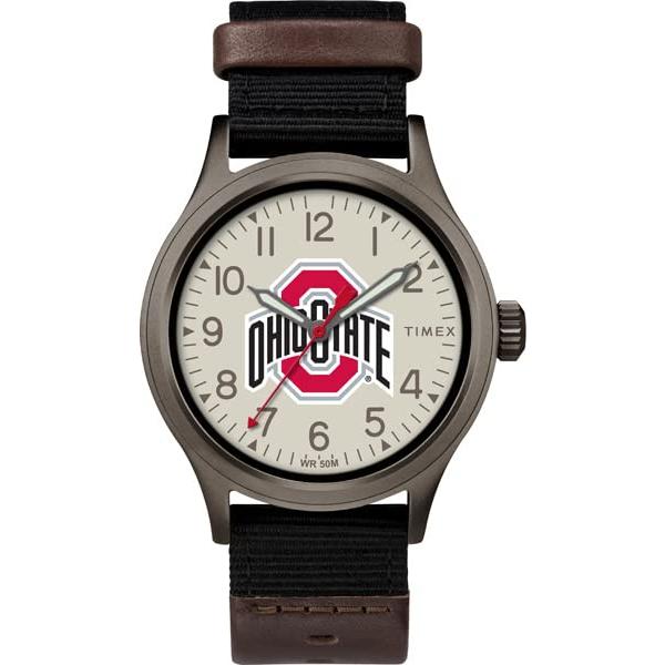 腕時計 タイメックス メンズ TWZUOHIMBYZ Timex Tribute Men's Collegiate Pride 40mm Watch - Ohio State Buckeyes with Black Fastwrap Str...