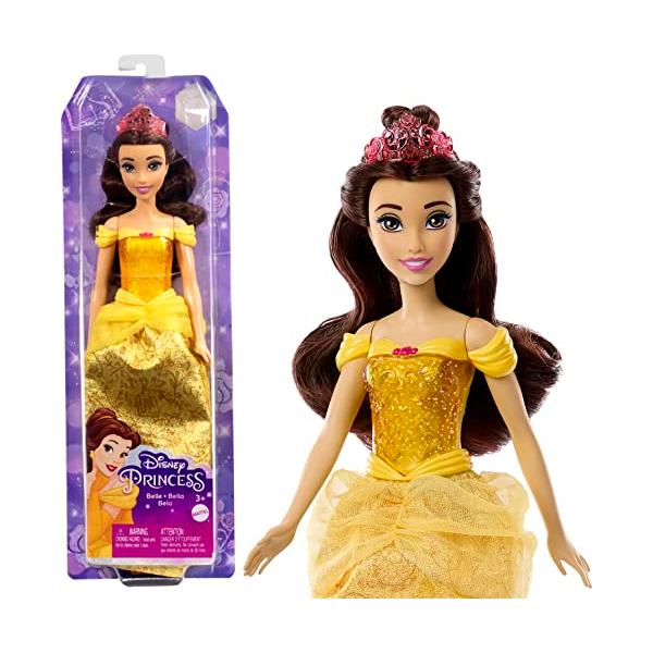 バービー バービー人形 HLW11 Mattel Disney Princess Belle Doll in Sparkling Fashion with Removable Skirt, Tiara and Shoes, Posable ...