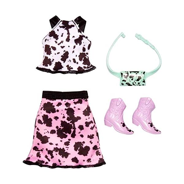 バービー バービー人形 HJT18 Mattel - Barbie Fashion Pack of Doll Clothes, Complete Look Set with Pink Top and Purple Skirt海外限定品を迅速...
