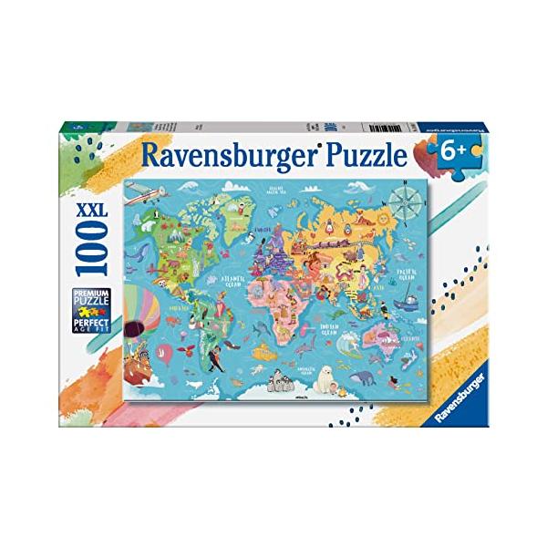ジグソーパズル 海外製 アメリカ 4005556133437 Ravensburger - World Map - 100 Piece Jigsaw Puzzle - XXL Pieces for Easy Assembly - Excit...