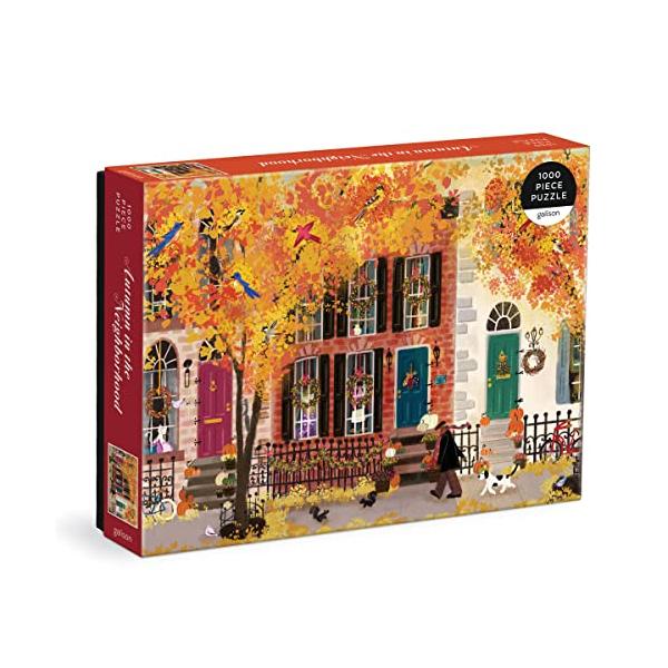 ジグソーパズル 海外製 アメリカ 9780735375284 Autumn in The Neighborhood 1000 Piece Puzzle from Galison - 27" x 20" Beautifully Illustr...