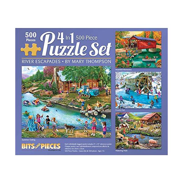 ジグソーパズル 海外製 アメリカ 45937 Bits and Pieces ? 4-in-1 Multi-Pack - 500 Piece Jigsaw Puzzles for Adults ? 500 pc Large Piece Pu...