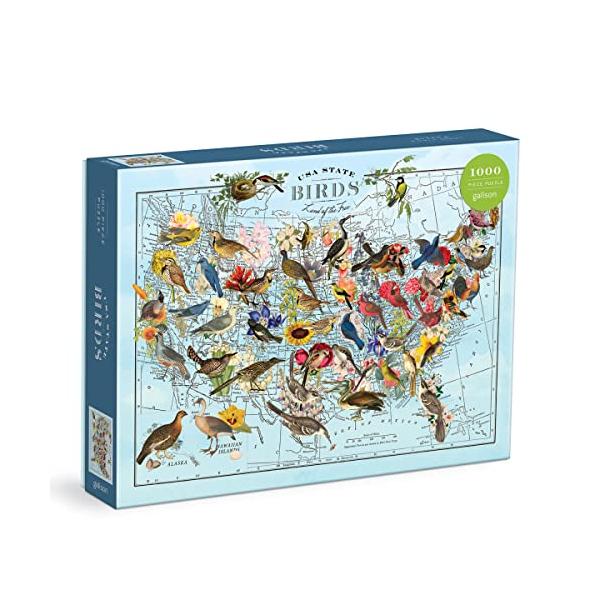 ジグソーパズル 海外製 アメリカ 9780735372979 Galison Wendy Gold State Birds 1000 Piece Puzzle from Galison - Vibrantly Illustrated Bir...