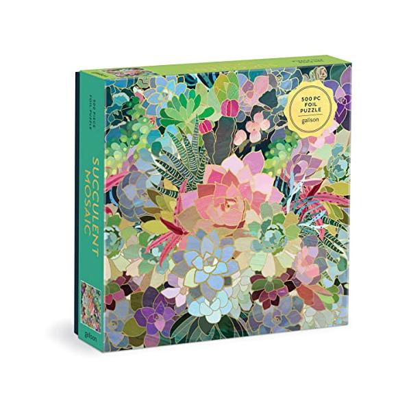 ジグソーパズル 海外製 アメリカ 9780735375345 Galison Succulent Mosaic 500 Piece Foil Puzzle from Galison - 20" x 20" Beautifully Illus...