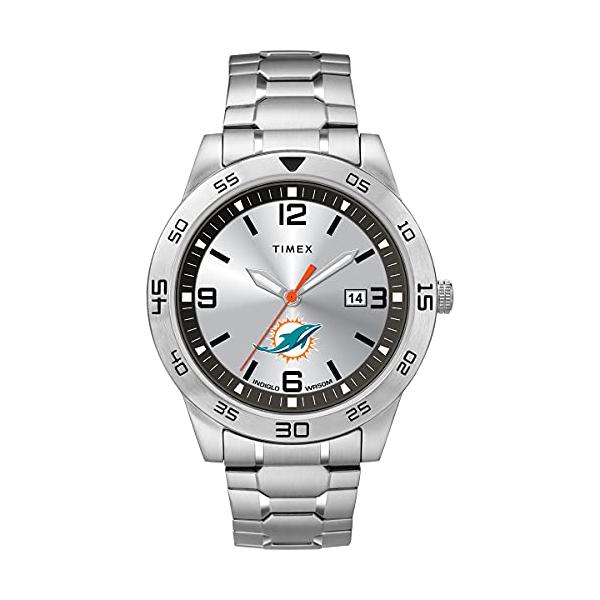 腕時計 タイメックス メンズ TWZFDOLML Timex Tribute Men's NFL Citation 42mm Watch ? Miami Dolphins with Stainless Steel Expansion Ban...
