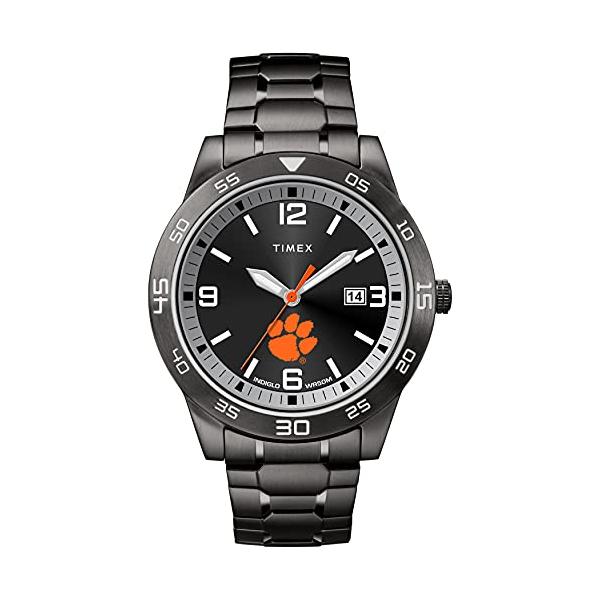 腕時計 タイメックス メンズ TWZUCLEMM Timex Tribute Men's Collegiate Acclaim 42mm Watch ? Clemson Tigers with Black Stainless Steel E...