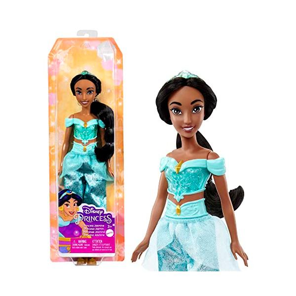 バービー バービー人形 HLW12 Mattel Disney Princess Jasmine Doll in Sparkling Fashion with Removable Pants, Tiara and Shoes, Posabl...