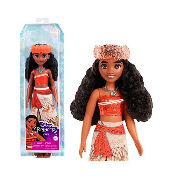 バービー バービー人形 HLW05 Mattel Disney Princess Moana Doll in Sparkling Fashion with Removable Skirt, Headband and Necklace, Po...