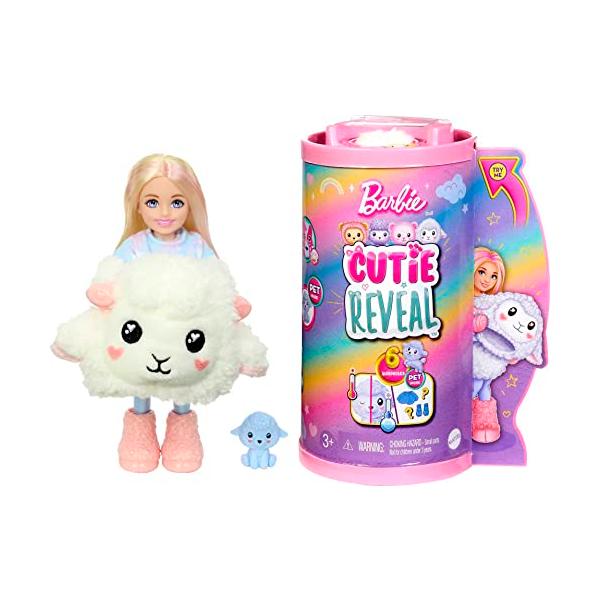バービー バービー人形 HKR18 Barbie Chelsea Cutie Reveal Small Doll &amp; Accessories, Blonde in Lamb Costume, 10 Suprises, Color C...