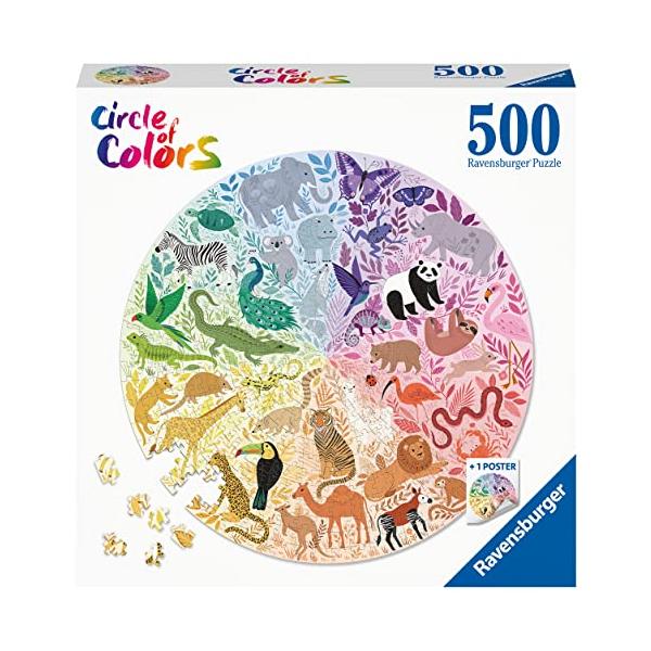 ジグソーパズル 海外製 アメリカ 17172 Ravensburger Circle of Colors: Animals 500 Piece Round Jigsaw Puzzle | Uniquely Crafted Pieces | ...