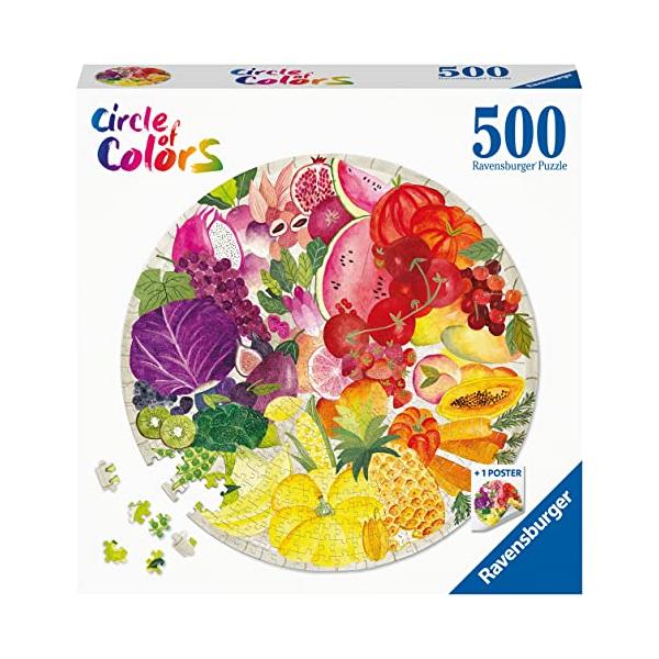 ジグソーパズル 海外製 アメリカ 17169 Ravensburger Circle of Colors: Fruits and Vegetables 500 Piece Round Jigsaw Puzzle for Adults &am...