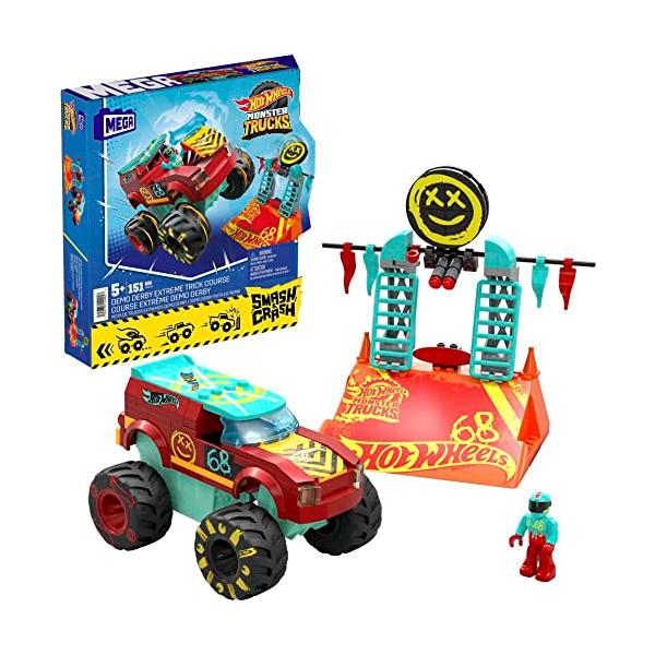 ホットウィール マテル ミニカー ホットウイール HNG53 MEGA Hot Wheels Monster Trucks Building Toy, Demo Derby Extreme Trick Course with 151 Pie...
