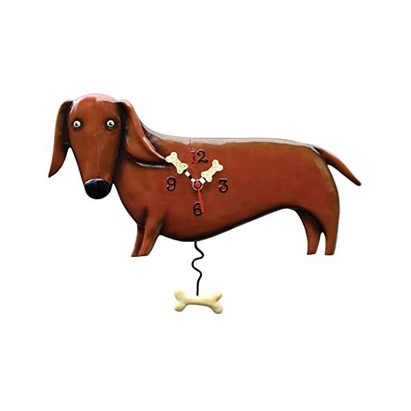 壁掛け時計 振り子時計 インテリア 海外モデル アメリカ 輸入物 ADP9018 Enesco Allen Designs Oscar The Dachshund Dog with Bone Sculpted Pendulum Wall C...