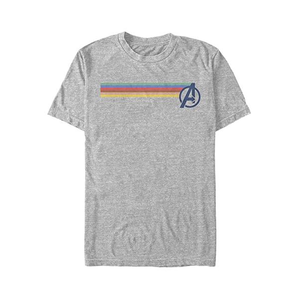 Tシャツ キャラクター ファッション トップス 海外モデル MARV1809-20001007 Marvel Big &amp; Tall Classic Avengers Multi Stripe Men's Tops Short Sle...