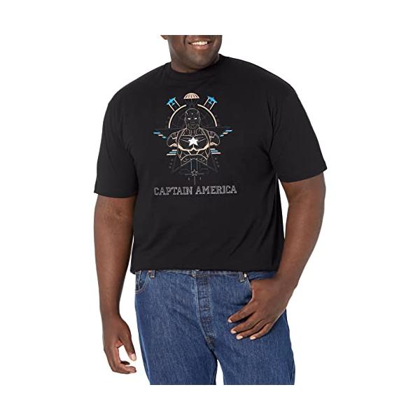 Tシャツ キャラクター ファッション トップス 海外モデル MARV2938-20001007 Marvel Big &amp; Tall Classic Tech Cap Men's Tops Short Sleeve Tee Shirt...