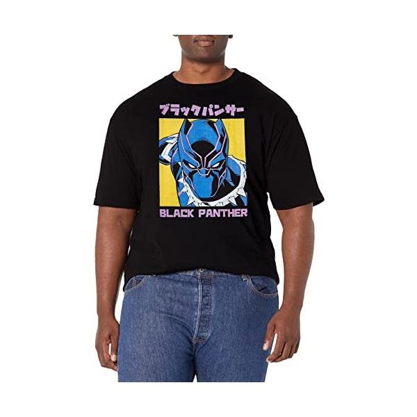 Tシャツ キャラクター ファッション トップス 海外モデル MARV3297-20001007 Marvel Big &amp; Tall Classic Black Panther Kanji Men's Tops Short Sleev...