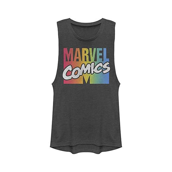 Tシャツ キャラクター ファッション トップス 海外モデル MARV2875-60110015 Marvel Classic Comics Spectrum Logo Women's Muscle Tank, Charcoal, X-Lar...