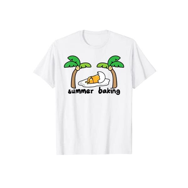 Tシャツ キャラクター ファッション トップス 海外モデル  Gudetama Summer Baking Sunbathing Tanning Palm Trees T-Shirt海外限定品を迅速輸入！5〜15営業日にて発送します。商品名...