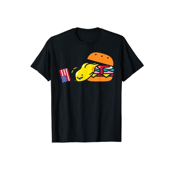 Tシャツ キャラクター ファッション トップス 海外モデル  Gudetama Summer Too Hot USA Hamburger T-Shirt海外限定品を迅速輸入！5〜15営業日にて発送します。商品名（自動翻訳）：ぐでたま 暑すぎ...