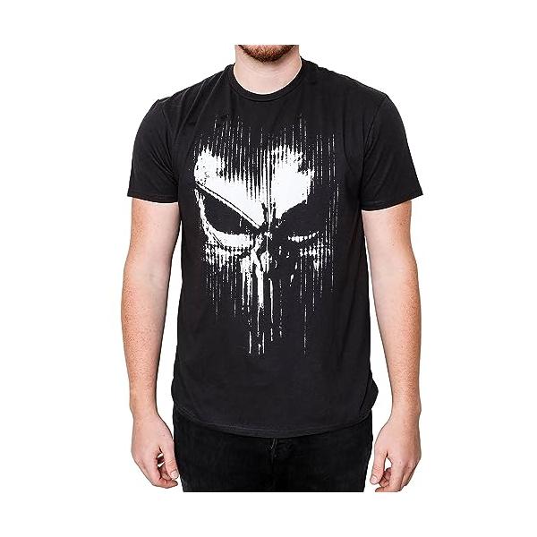 Tシャツ キャラクター ファッション トップス 海外モデル PSHSKL Marvel The Punisher Dirty Skull Vest Logo Cranial Adult T-Shirt(Black 18,Medium)海外限...