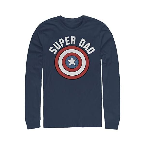 Tシャツ キャラクター ファッション トップス 海外モデル MARV2078-20015009 Marvel Big Men's Classic Super DAD Tops Long Sleeve Tee Shirt, Navy Blue...