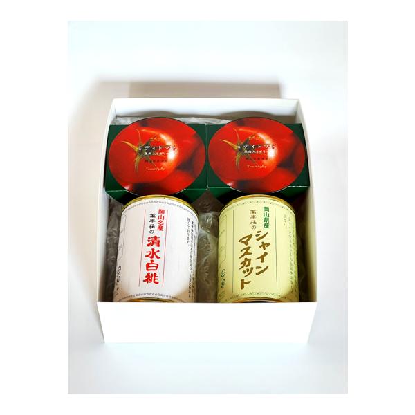 ・清水白桃缶詰形状は二つ割り、内容総量425g（固形量250g）清水白桃缶に使用している清水白桃は、岡山県の白桃の中で1番人気のある品種です。萬果荘の清水白桃は大きい桃二つ割を使用しています。・シャインマスカット缶詰形状はホール状、内容総量...