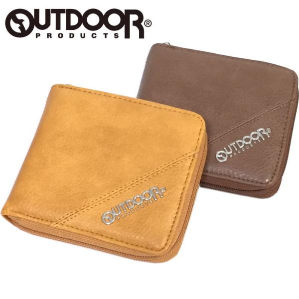 ●新品/正規品●OUTDOOR PRODUCTS(アウトドアプロダクツ)●FORMING LOGO &amp; CHARM WALLET / フォーミングロゴ＆チャーム ラウンドジップ 二つ折り財布●COLOR/ CAMEL 、D.BROW...