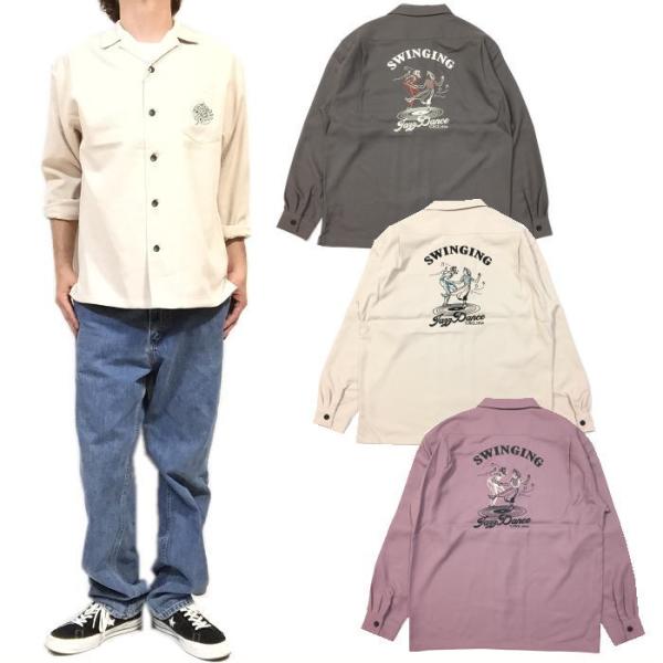 ●新品/正規品●POWER TO THE PEOPLE●Jazz Dance 刺繍 長袖開襟シャツ●素材/ポリエステル１００％●MADE IN CHINA●カラー/ チャコール、アイボリー、グレーパープル●サイズ/ユニセックスアイテム【 Ｌ...