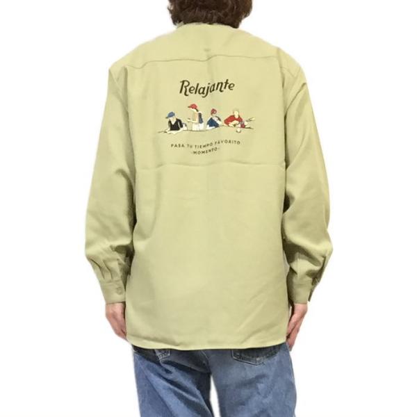 ●新品/正規品●POWER TO THE PEOPLE●Relajante 刺繍長袖ビッグシルエットオーバーシャツ●素材/ポリエステル１００％●MADE IN CHINA●カラー/ グリーンゴールド●サイズ/ユニセックスアイテム【 Ｍ 】肩...