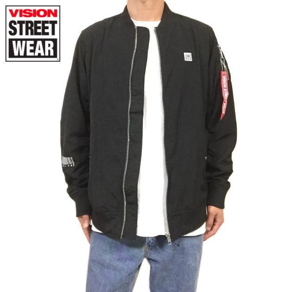 ●新品 / 正規品●VISION STREET WEAR　ヴィジョンストリートウェア●レインボー刺繍 MA-1 フライトジャケット●カラ―/ BLACK●素材構成 / 本体/100%ポリエステル、リブ/ポリエステル98%・ポリウレタン2%●...
