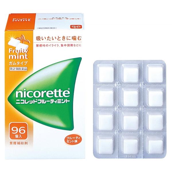 【指定第2類医薬品をご購入のお客様へ】指定第2類医薬品について使用上の注意（禁忌）を必ずご確認ください。詳しくは、販売登録者にお尋ね下さい。●ニコレットフルーティミントはタバコをやめたいと望む人のための医薬品で，禁煙時のイライラ・集中困難な...