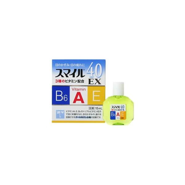 「スマイル４０ＥＸ」は、目の細胞に直接栄養を与えるビタミンA、E、B6のトリプルビタミン処方で、年齢とともにはじまる目のかすみ・目の疲れ・かゆみ・充血などの様々な症状に効果的に発揮する目薬です。張りつめた神経をときほぐす、スキッと冷たい、刺...