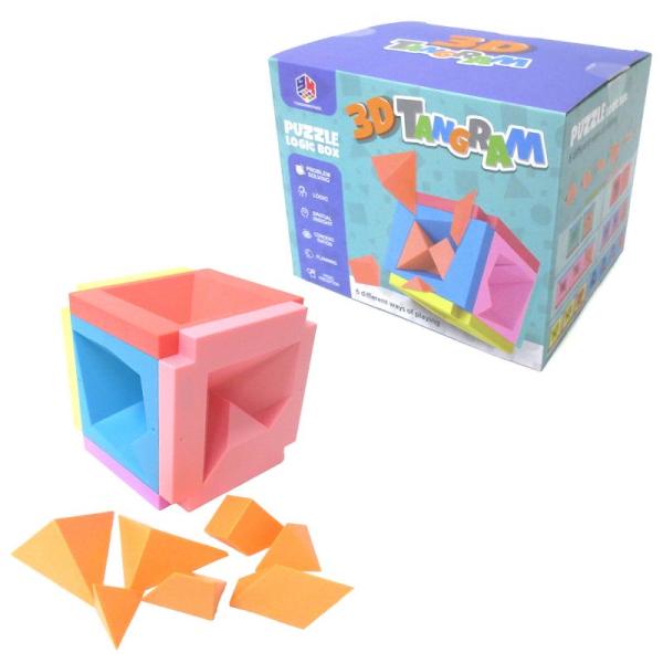 立体ブロックをはめるパズル6面それぞれ形が違うから飽きない！解き方も載っているので安心して遊べます。カラフルな色合いも可愛い。本体サイズ：12.0×12.0×12.0cmパッケージサイズ：16.0×13.0×13.0cm