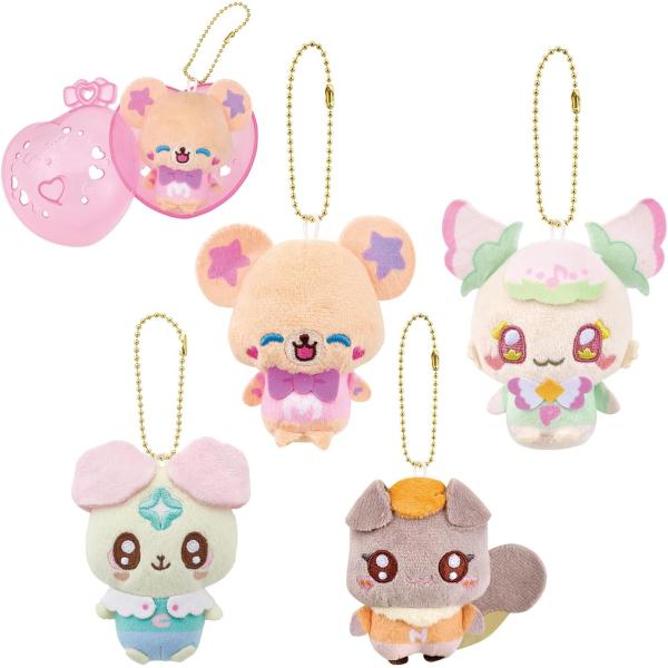 ぷちきゅあのかわいいイニシャル付きお洋服を着たボールチェーン付きマスコットです。かわいいハート形のカプセルに入っていて、何が出てくるかはお楽しみのクローズドパッケージ仕様です。さらに、カプセルを組み合わせると台座になりマスコットを飾ることが...