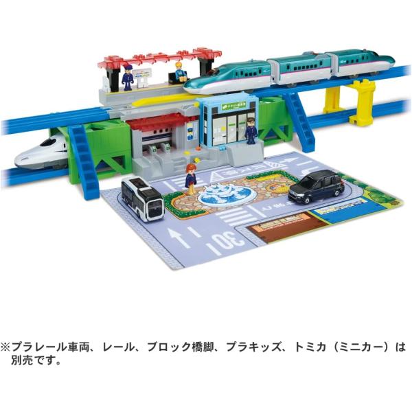 ●マイステーションは、■1：2階建てステーション、■2：クロスステーション、■3：ワイドステーション、■4：ロングステーションの、4種類の駅に組み替えられるので、好きな駅、お子さまが思うリアルな駅にすることができます。※プラレール車両、レー...