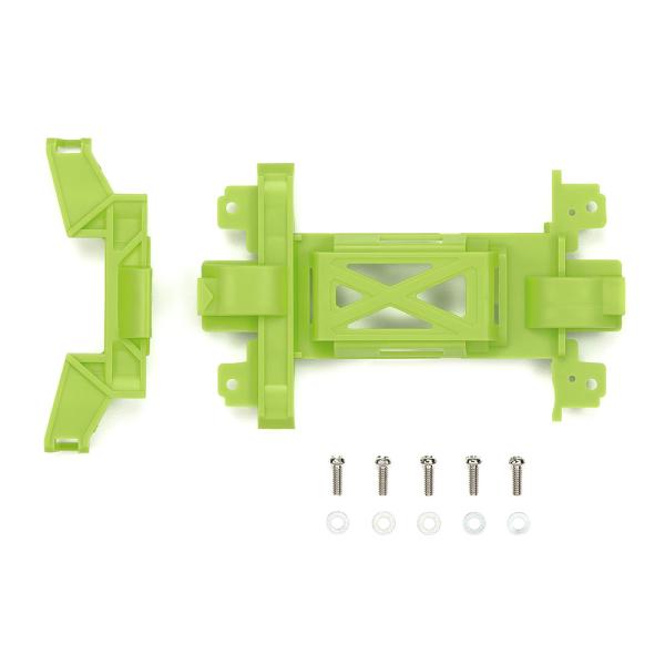 【発売日：2026年04月25日】キット標準のギヤカバー、電池おさえパーツに換えて組み込みます。ギヤカバーは4本のビスで固定。シャーシ剛性を高めて、高速走行時のシャーシのねじれを防ぎます。また、鮮やかなイエローグリーンカラーのパーツはマシン...