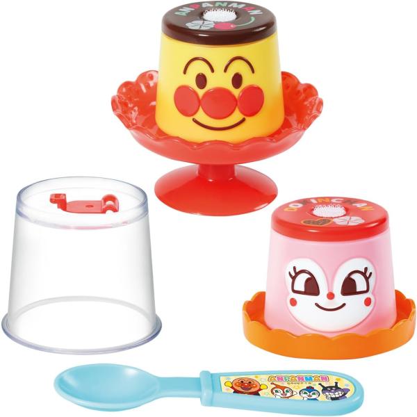 プチッとポン! カップからプリンが出てくるよ!セット内容:アンパンマンプリン ドキンちゃんいちごプリン プチッとプリンカップ ふた プリンスタンド スプーン電池不要(C)やなせたかし/フレーベル館・TMS・NTV