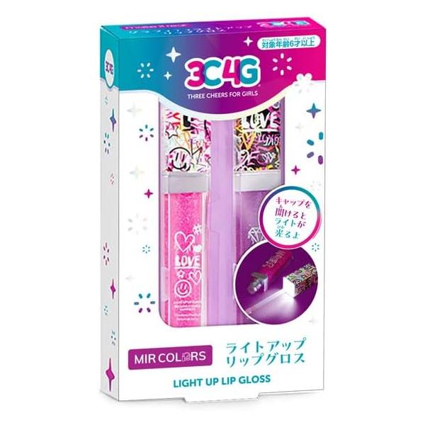 MIR COLORSは、女の子のオシャレを応援するファッションブランド！ラメの入った2色のリップグロスセットです。開けるとキャップが光るので暗いところでもメイクが楽しめる！キラキラぷるぷるの口元でおしゃれを楽しんじゃおう♪※ライトアップ用に...