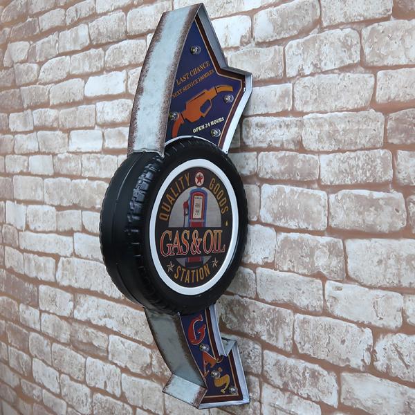 お洒落 オシャレ おしゃれ かっこいい ブリキ看板 世田谷ベース ガレージ メタル看板 ブリキ 雑貨 一人暮らし 店舗用 グッズ アンティーク 人気 壁掛け 壁飾り アメリカン雑貨 矢印 ビンテージ ガソリンスタンド