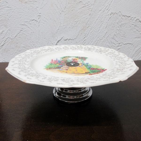 1042sa イギリス ヴィンテージ カークランド Kirklands ケーキスタンド キッチン雑貨 食器 皿 英国製 tablewareサイズ　227*227　H:82　※若干の誤差はご容赦下さい。イギリスより入荷致しましたビンテージ雑貨...