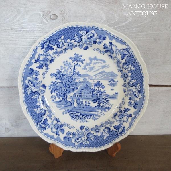1330sc  イギリス製 Wood &amp; Son ディナープレート Seaforth お皿 ブルーアンドホワイト 1891〜1907年 アンティーク 英国 plateイギリスより入荷致しましたアンティーク雑貨　英国製 Wood &a...