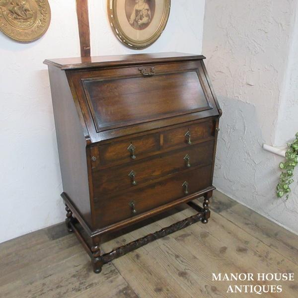 6197e イギリス製 アンティーク 家具 Ray＆Miles社 ライティングビューロー 本棚 机 1900年代頃 木製 オーク 英国 BUREAUサイズ　W:872　D:480　H:1090　机までのH:755　※若干の誤差はご容赦下さい...