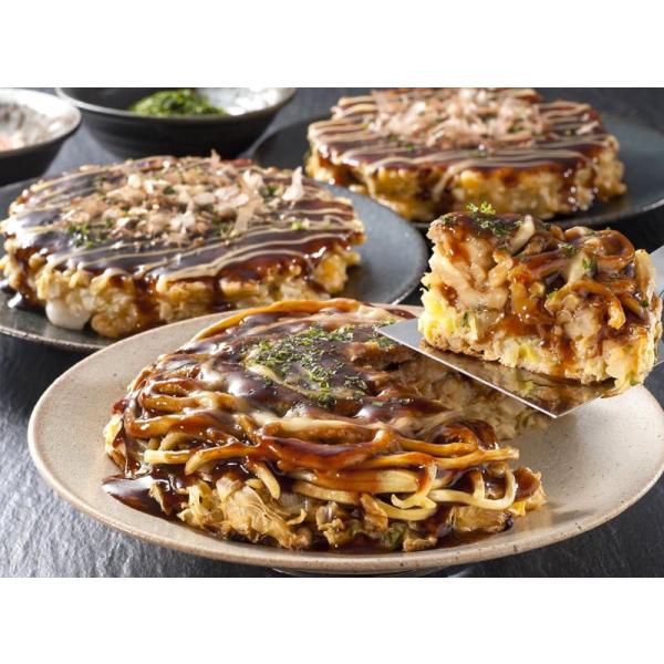 大阪で人気のお好み焼き店「ゆかり」と「鶴橋風月」のお好み焼き味比べセットです。職人が1枚ずつ手焼きで仕上げた、本場大阪の味がレンジで簡単にお楽しみいただけます。■商品内容：ゆかり(もちチーズ焼・海鮮焼)×各2、鶴橋風月(モダン焼き)×2(計...