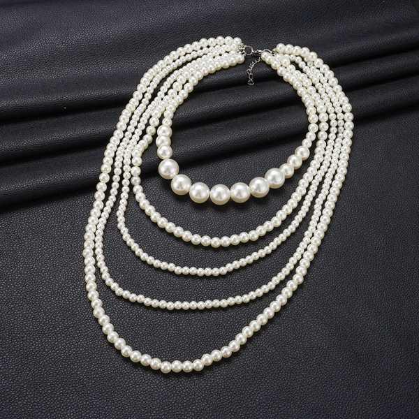 Multilayered Imitation Pearl Necklace for Woman Luxury Jewelry High quality Fashion Woman NecklacesMaterial:Imitation pe...