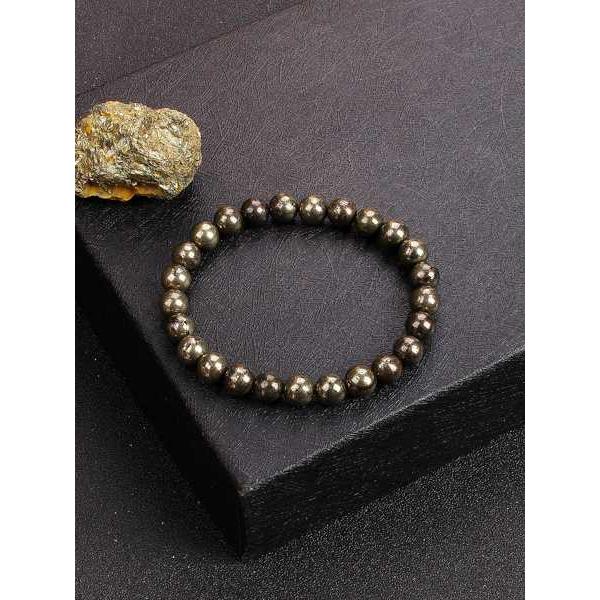 Name:6/8MM Natural Pyrite Stone Bracelet for Men Promoting Blood Circulation Healing Energy Meditation Women Bracelets J...