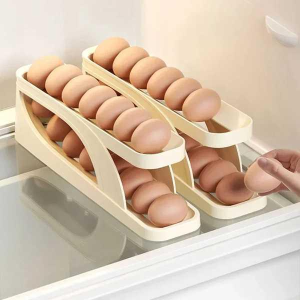 冷蔵庫の卵を保管するための大容量ボックス,ローリングラック,卵を保管するためのキッチンコンテナ,1/2個
