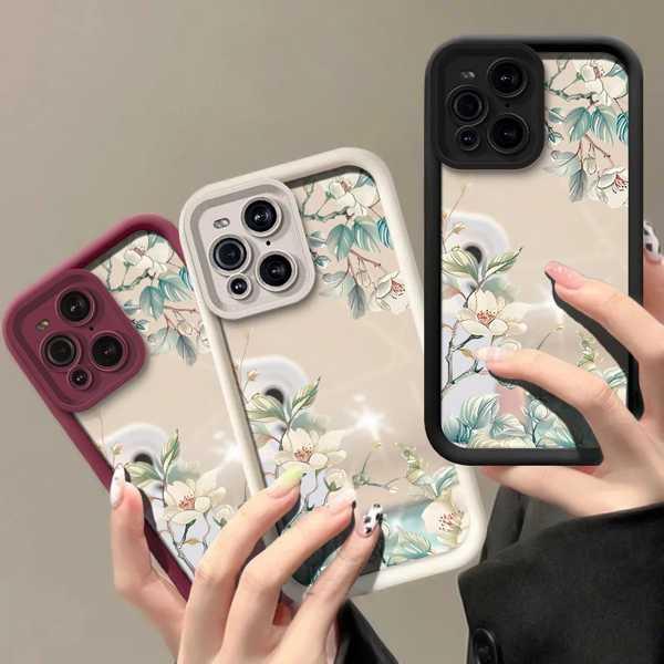 Oppo A60,latam a58,a79,a78,4g,5g,a77,a77s,a76,a74,a73,a57 2022,a57,a57s,a57e,a725用のソフトフラワーパターンケース