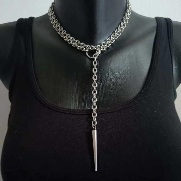Punk stud necklace, Gothic jewelry, bat, exaggeration, hippie, Y2k, nightclub, O-ring, design sense, Trendy，Choker For W...