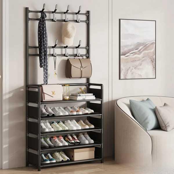 日曜大工の靴と帽子の棚ハンガーオーガナイザーフロアスタンドファブリック収納棚出入り口シンプルな多層靴ラック機能:1.高品質の塗装プロセス、防水性と防錆性。2.高品質の厚手の塗装鋼管製、防水・防錆。3.多層設計、ストレージ用の大きなストレージ...